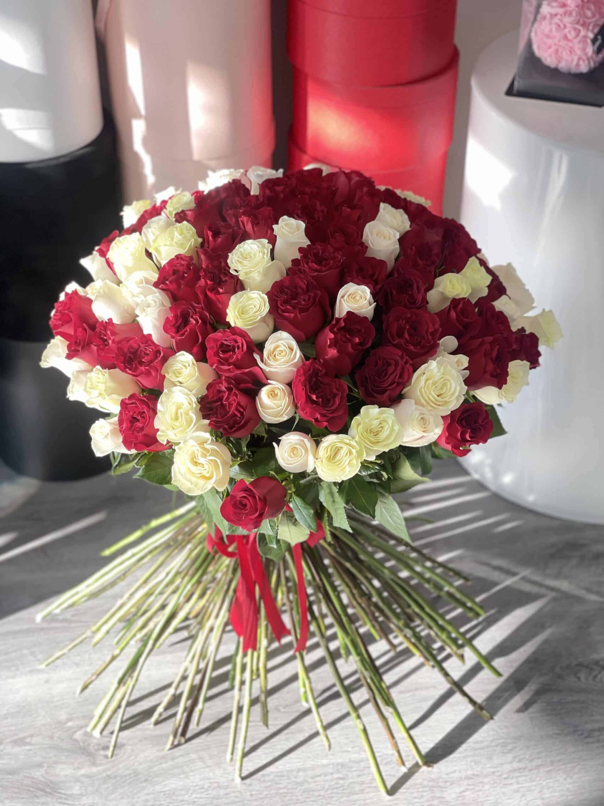 Crimson Rose Cascade: Luxurious Bouquet for Romance