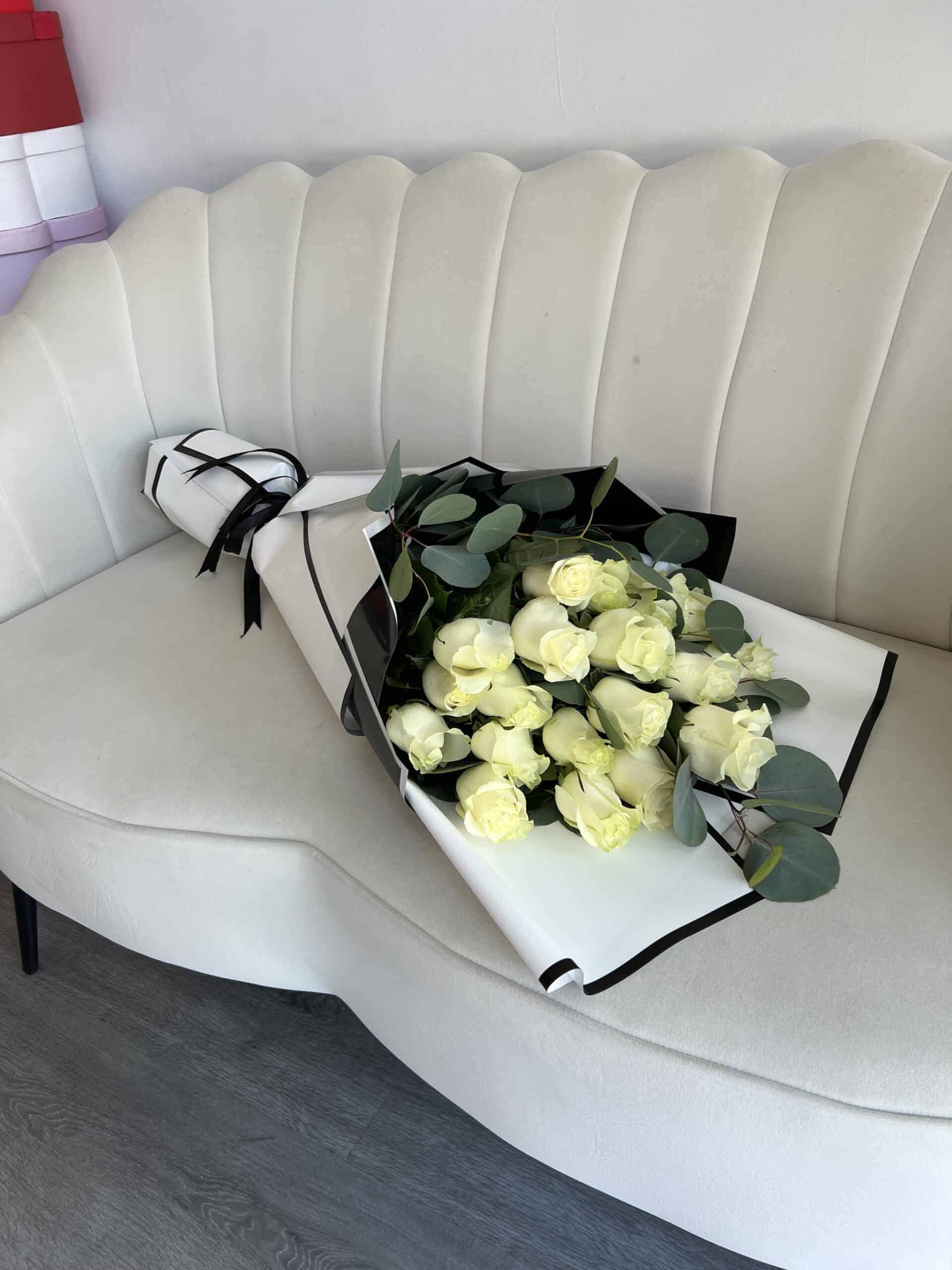 Serene White Rose Bouquet - Comfort and Peace for Sympathy